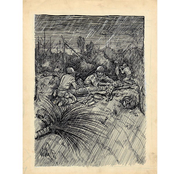 Original U.S. WWII USMC Hand Drawn Art Signed Ward 1944 - Corpsman Ren ...