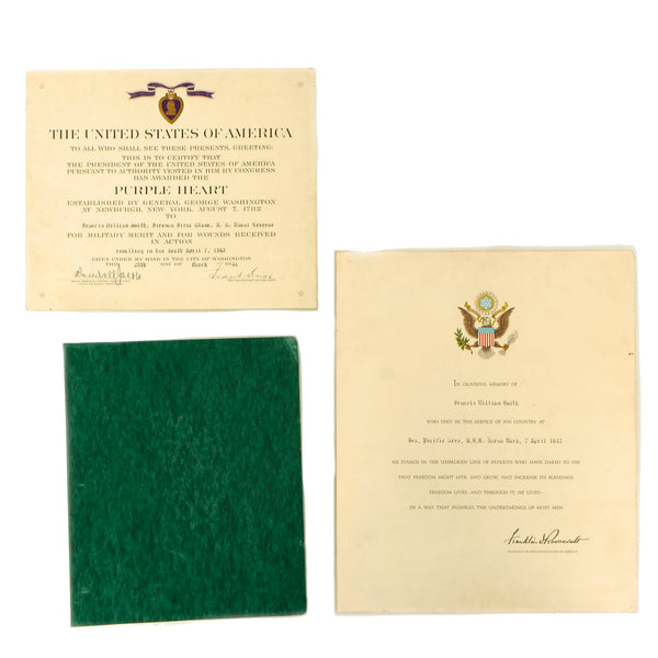 Original U.S. WWII Posthumous Presidential and Purple Heart Citations ...