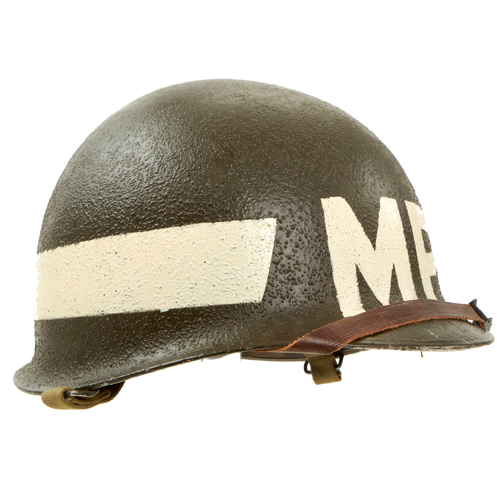 Original U.S. WWII MP Military Police M-1 Swivel Bale Helmet - 1944 Pr ...