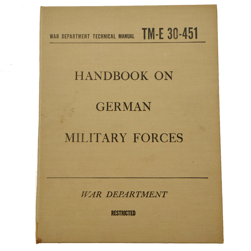 Original U.S. WWII Enemy Technical Manuals For German Military Forces ...