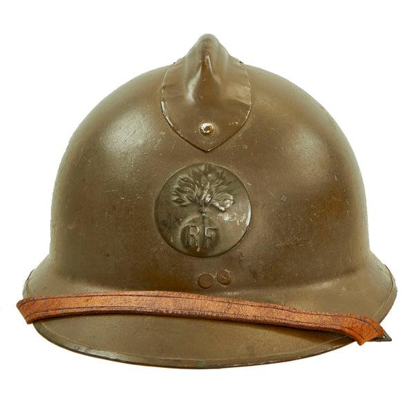 Original French WWII Complete M1926 Adrian Helmet with R.F. Infantry B ...