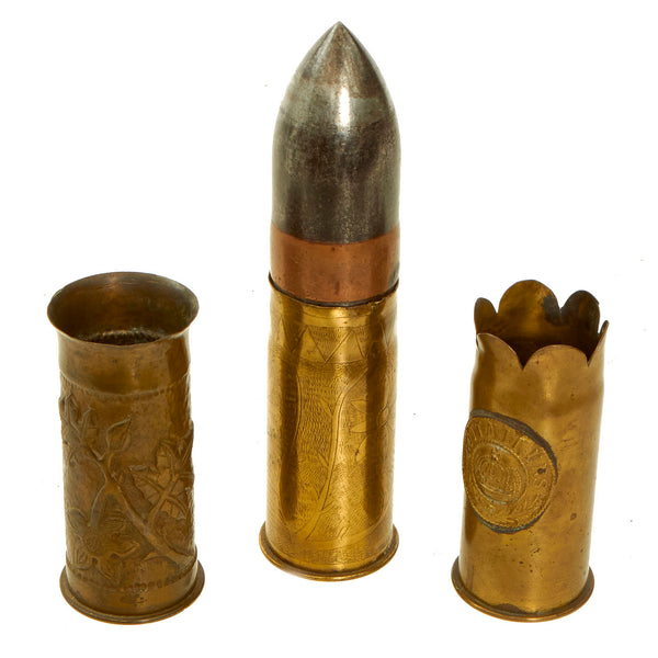 Original U.S. WWI Inert 37mm Trench Art Shell Casings and Round For Th ...