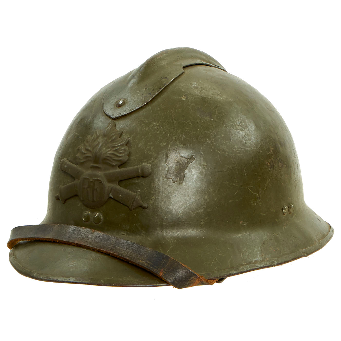 Original French WWII M1926 Adrian Artillery Helmet - Complete ...