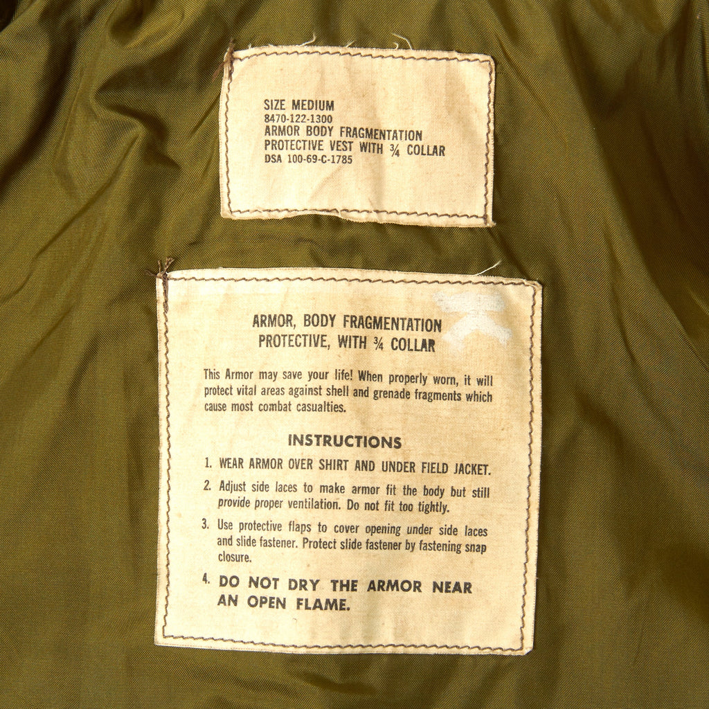 Original U.S. Vietnam War Era M69 Flak Vest Body Armor in Size Medium ...