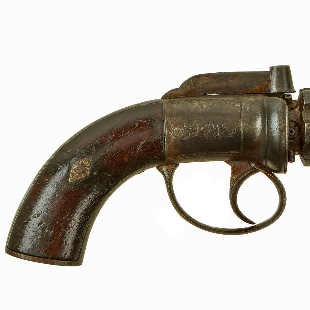 Original British Early Victorian Pepperbox Percussion Revolver with Bi ...