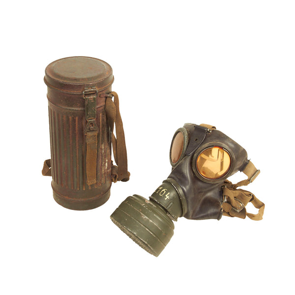 Original German WWII M38 Gas Mask in Size 3 with Filter, Canister, & A ...