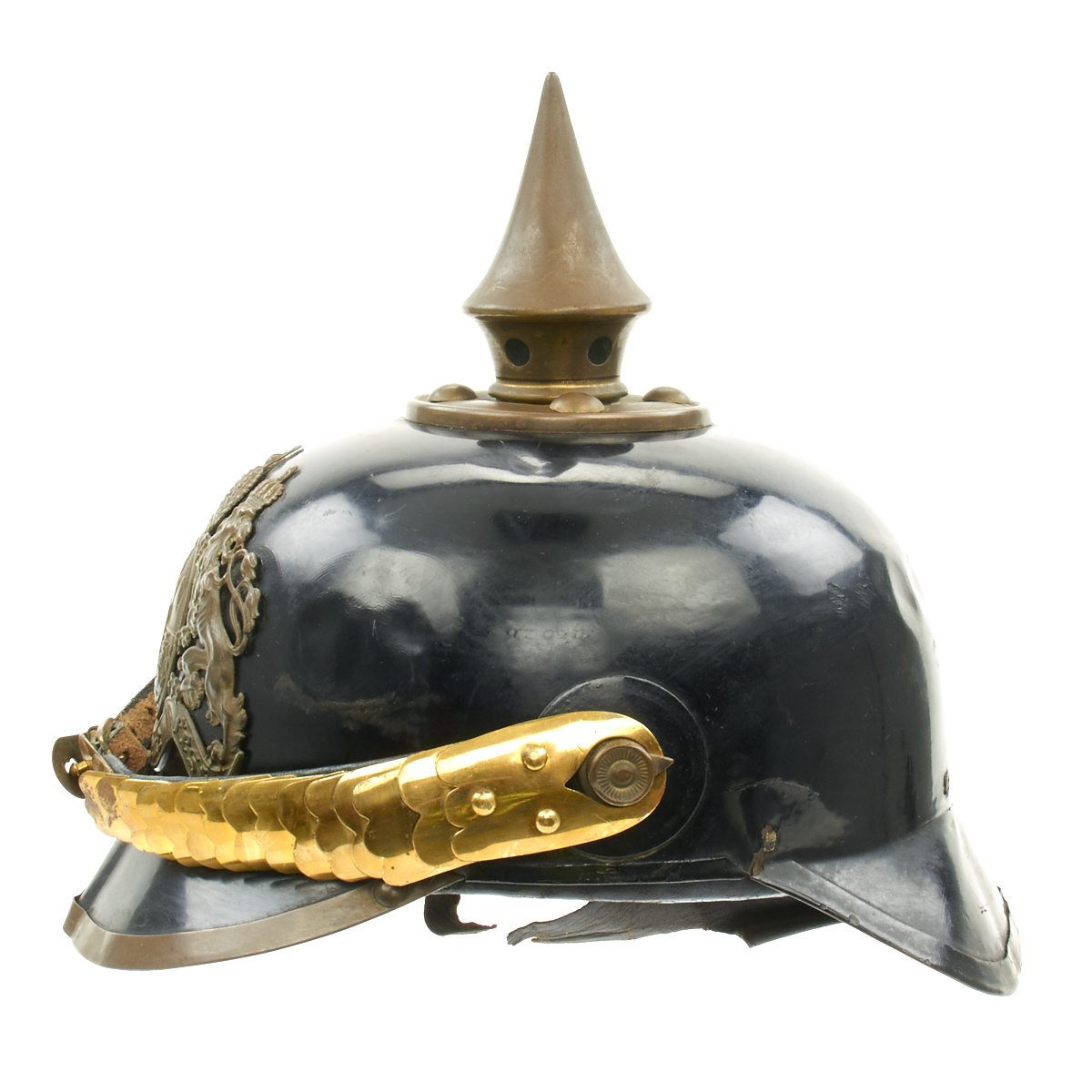 Original German WWI Bavarian Model 1914 Tin Plate Pickelhaube Helmet ...