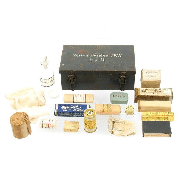 Original German WWII RAD Verbandkasten Medic First Aid Set in Steel Ch ...