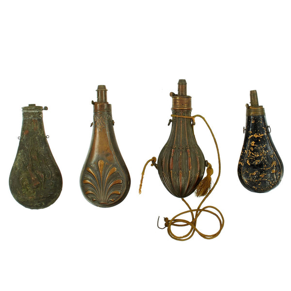 Original British 19th Century Brass Powder Flasks - Set of 4 ...