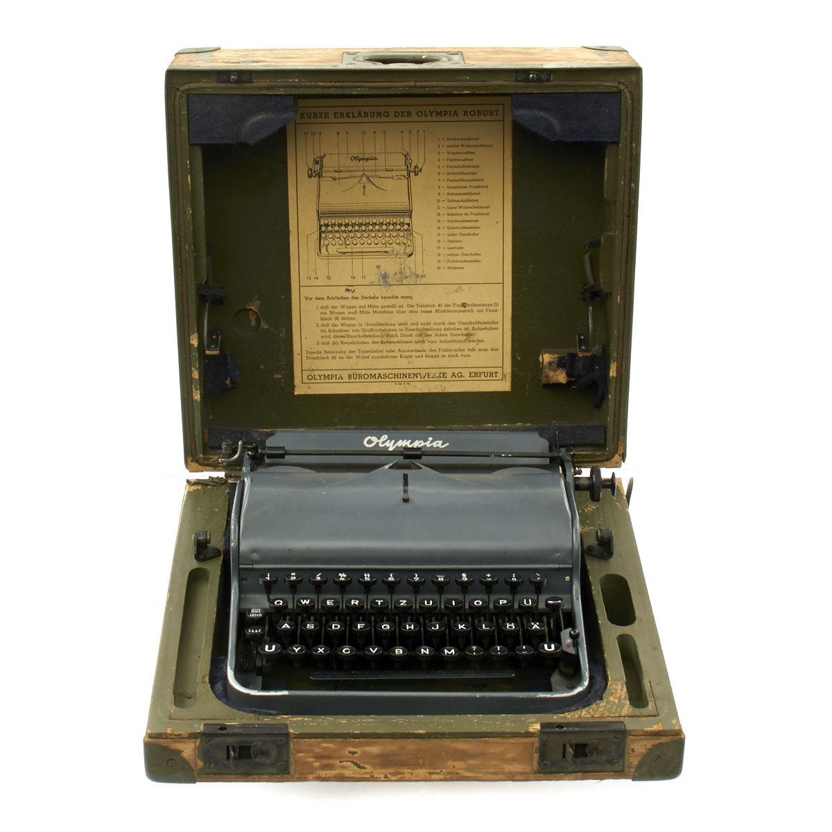 Original German WWII Rare SS Typewriter in Transit Chest by Olympia Bü ...