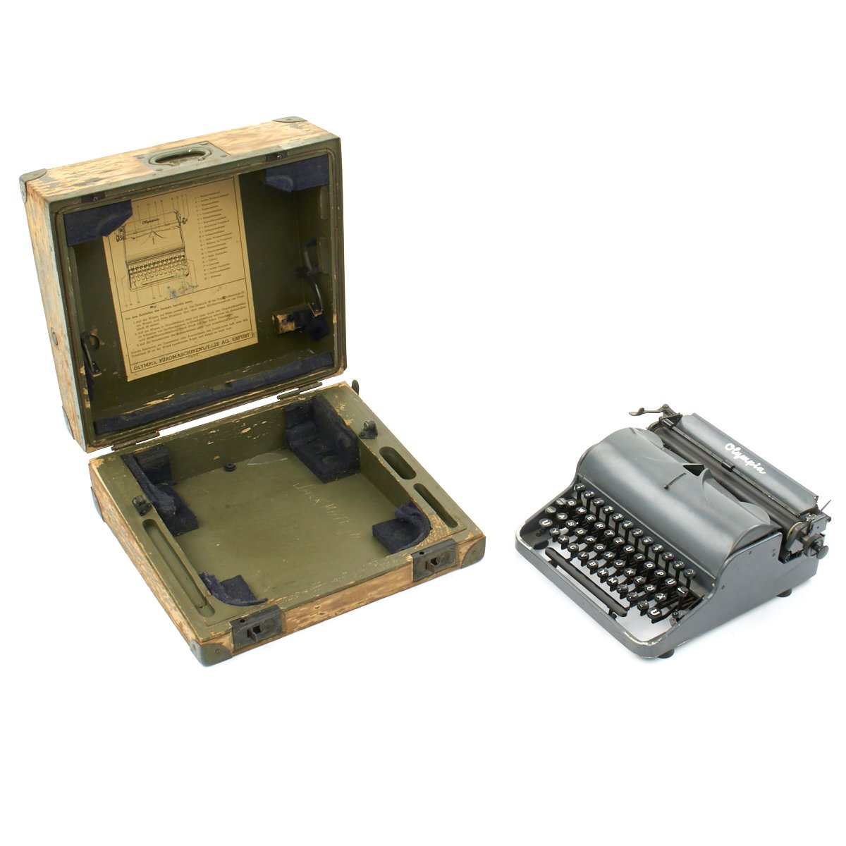 Original German WWII Rare SS Typewriter in Transit Chest by Olympia Bü ...