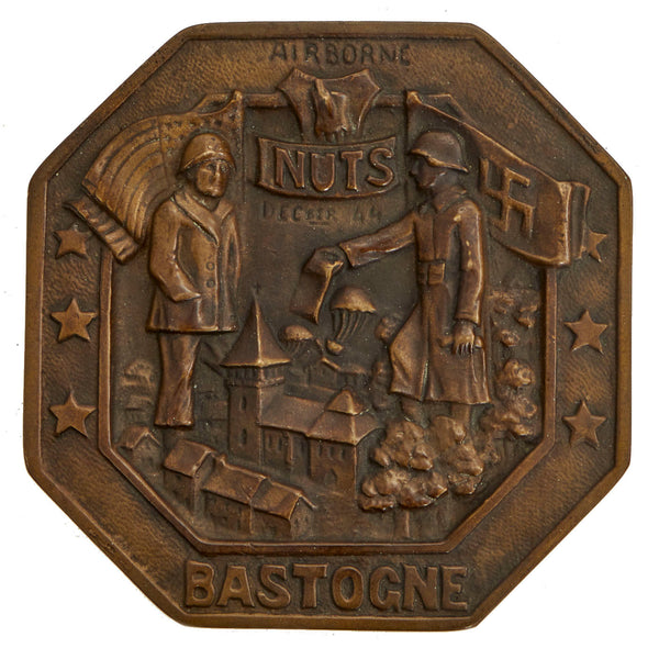 Original WWII U.S. 101st Airborne Battle of the Bulge Bronze NUTS Plaq ...