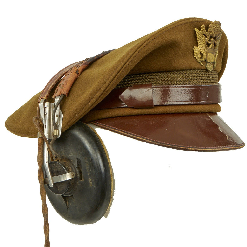 Original U.S. WWII USAAF Pilot Crush Cap with ANB-H-1 Receivers Headse ...