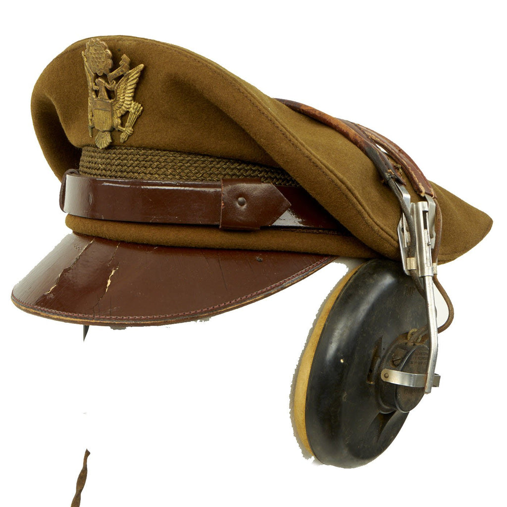 Original U.S. WWII USAAF Pilot Crush Cap with ANB-H-1 Receivers Headse ...