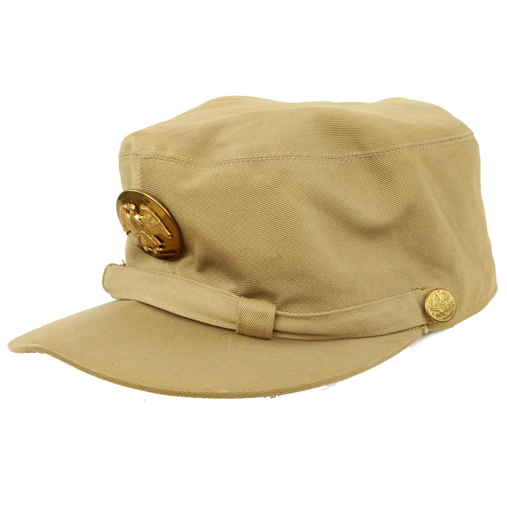 Original Early WWII WAAC Enlisted Woman Cotton Khaki Summer Visor Cap ...