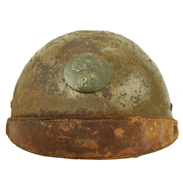 Original French WWII Model 1935 Tanker Armored Vehicle Helmet with R.F ...