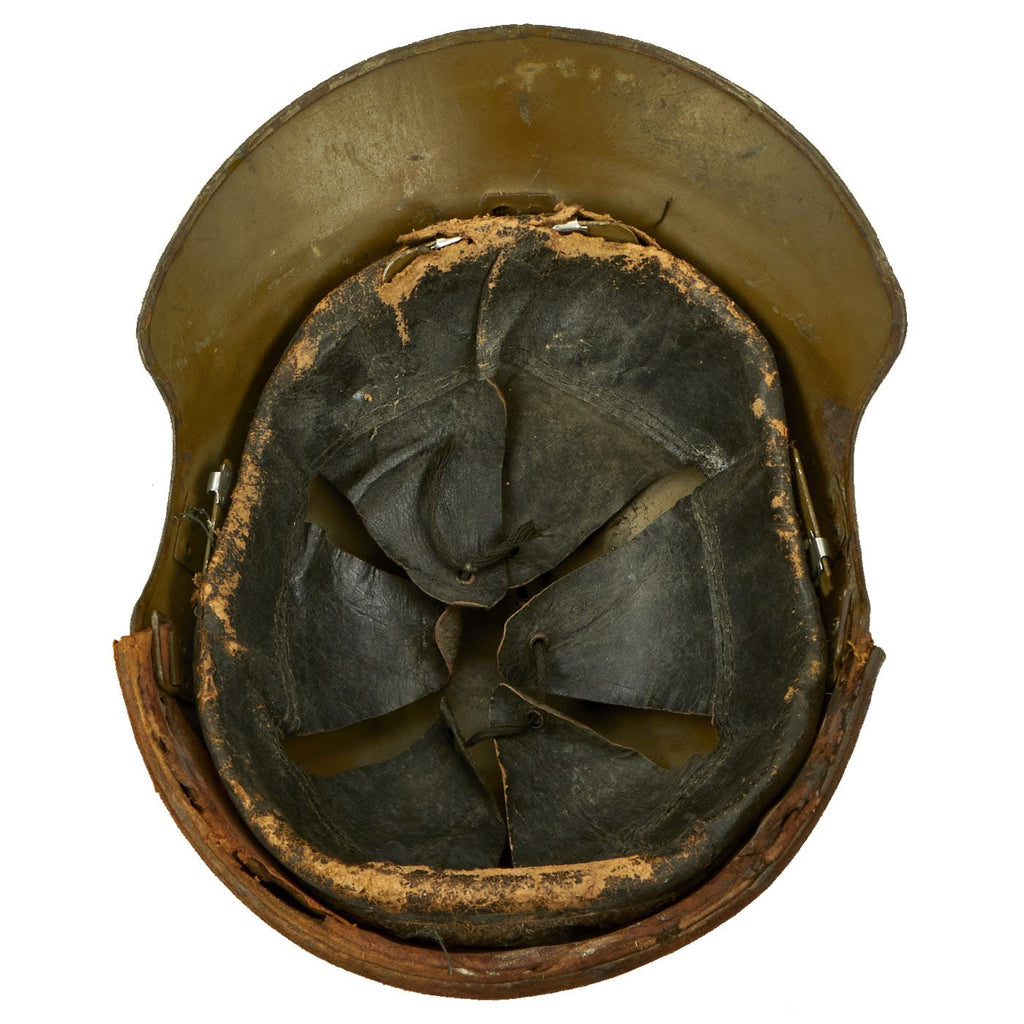 Original French WWII Model 1935 Tanker Armored Vehicle Helmet with R.F ...