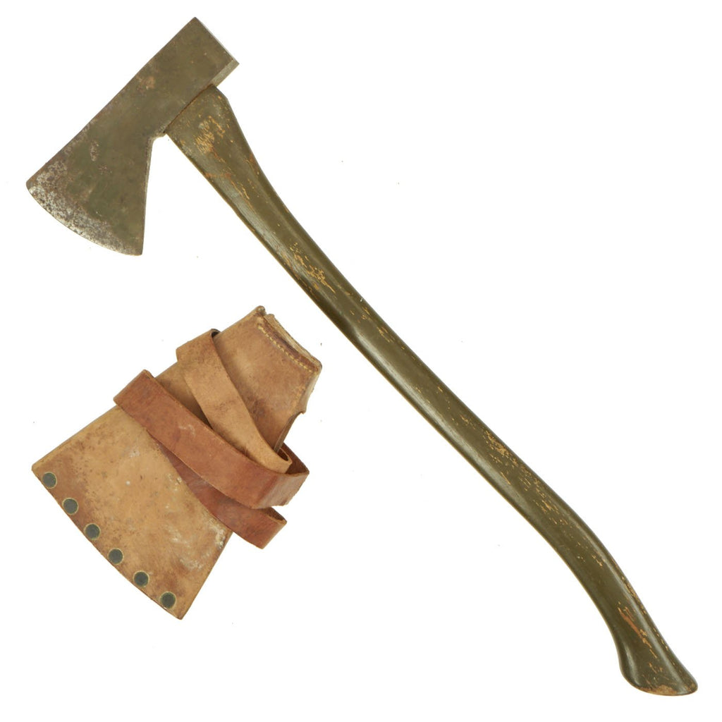 Original U.S. WWII Collins "Legitimus" Jeep Axe with WWI Leather Carri ...