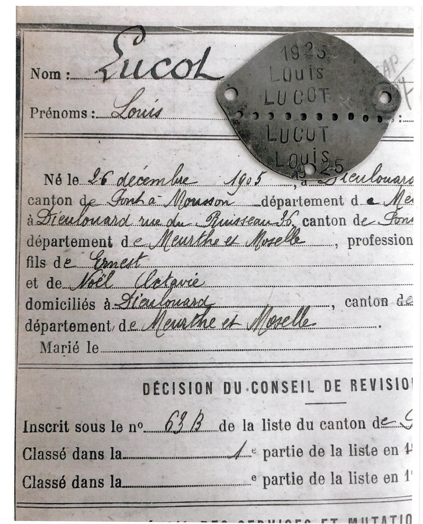 Original French WWII Dog Tag & Information Set for Louis Lucot of the ...