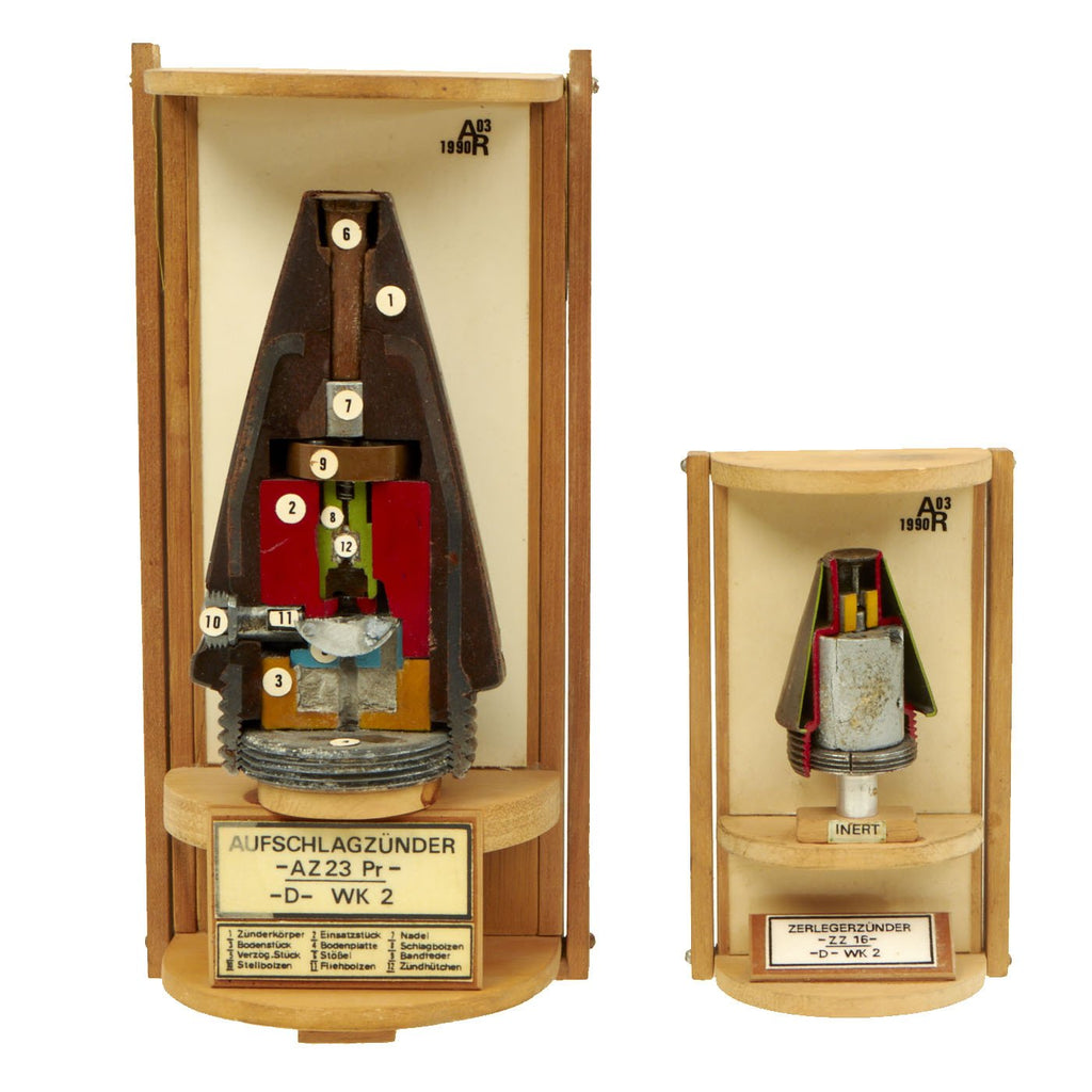 Original Set of 2 German WWII Inert Display Cutaway Artillery Fuses in ...