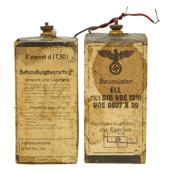 Original German WWII Set of Two Element D (T 30) Batteries for the FF ...