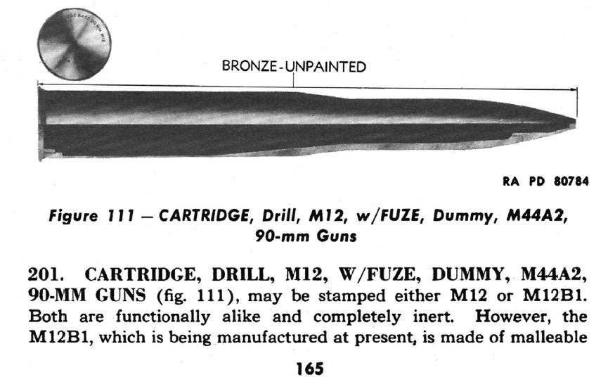 Original U.S 90mm Anti-Aircraft Gun M12 Drill Cartridge Round Dated 19 ...