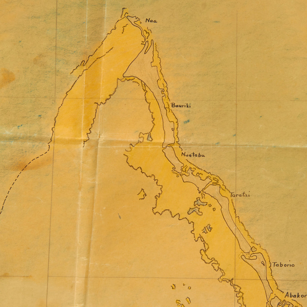 Original U.S. WWII Hand Drawn Map of Tarawa Atoll Dated 1944 - 26” x 2 ...