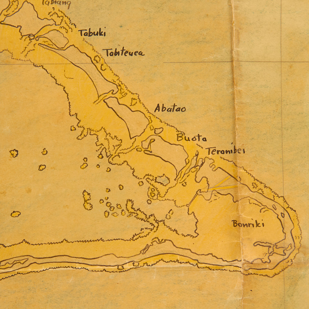 Original U.S. WWII Hand Drawn Map of Tarawa Atoll Dated 1944 - 26” x 2 ...