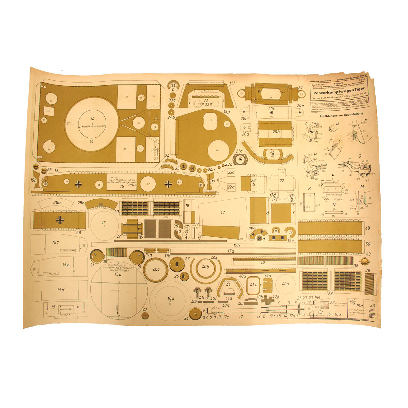 Original German WWII Unused Panzerkampfwagen Tiger Complete 1:20 Scale ...