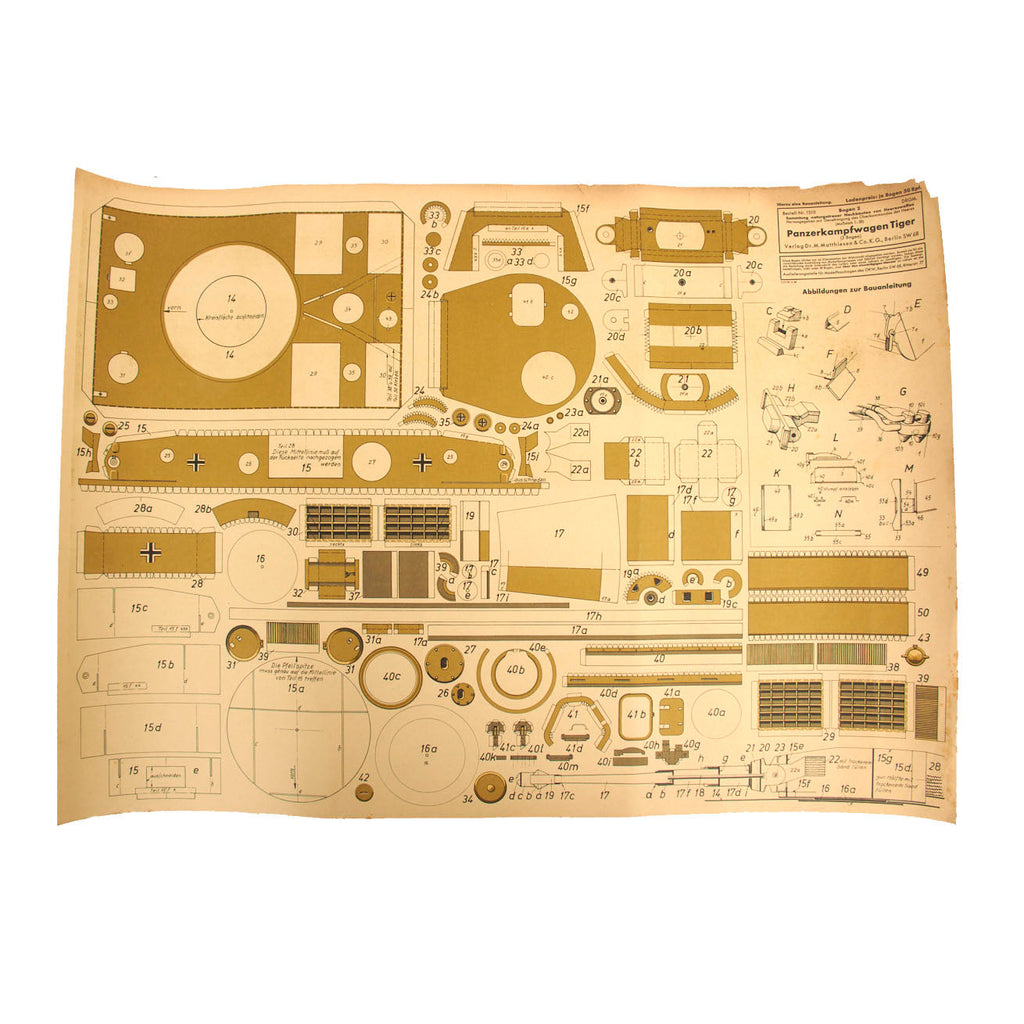 Original German WWII Unused Panzerkampfwagen Tiger Complete 1:20 Scale ...