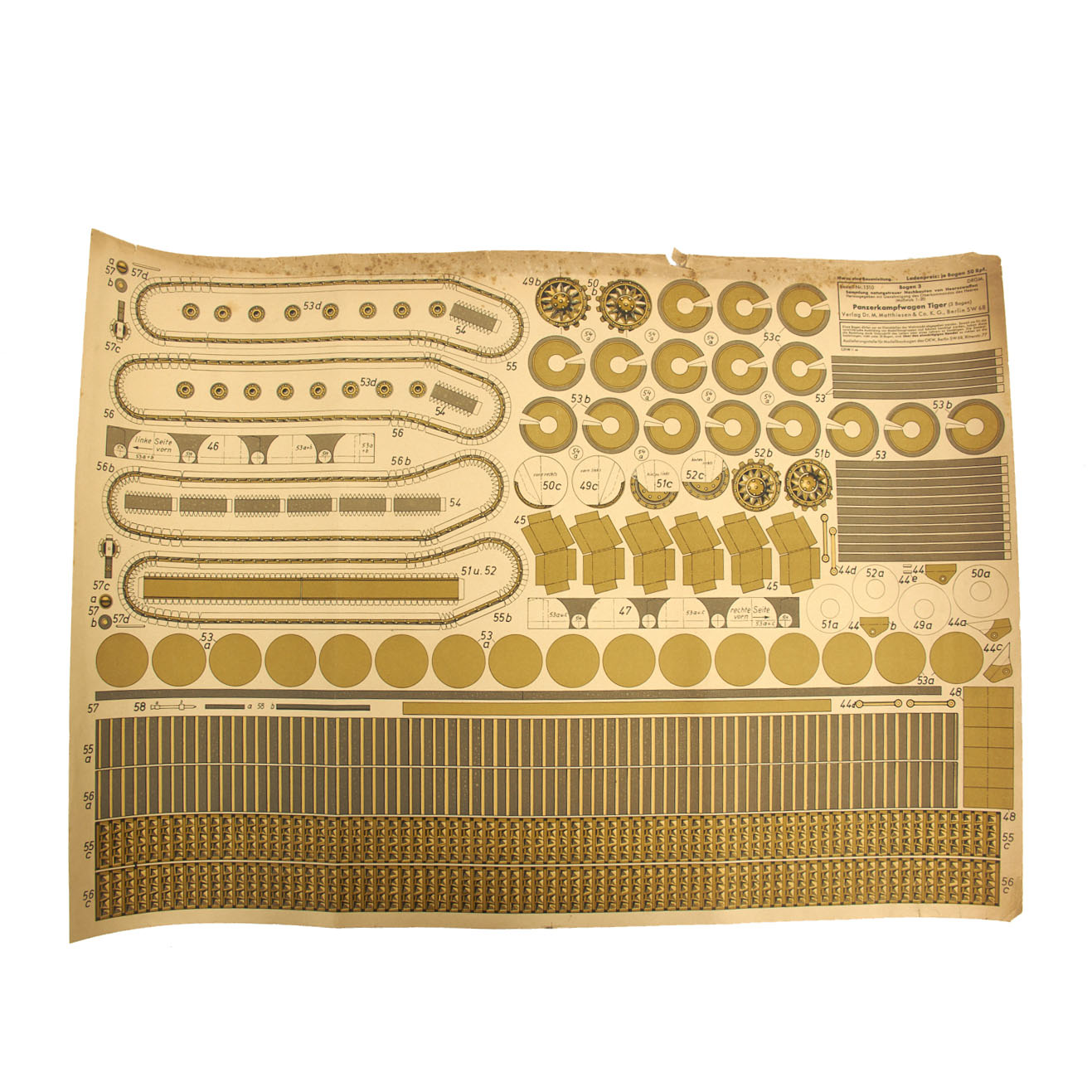 Original German WWII Unused Panzerkampfwagen Tiger Complete 1:20 Scale ...