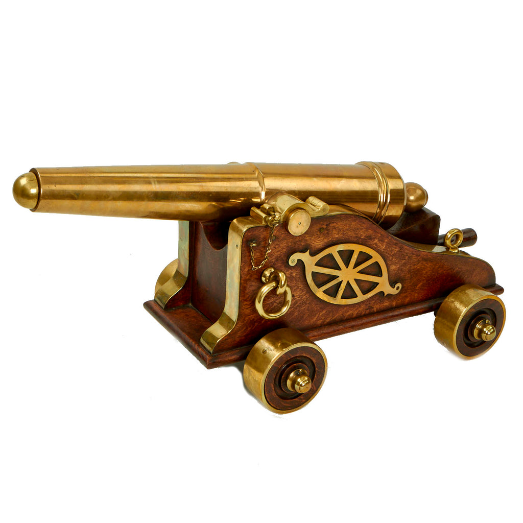 Original British Victorian Bronze Signal Cannon on Custom Oak Naval Ca ...
