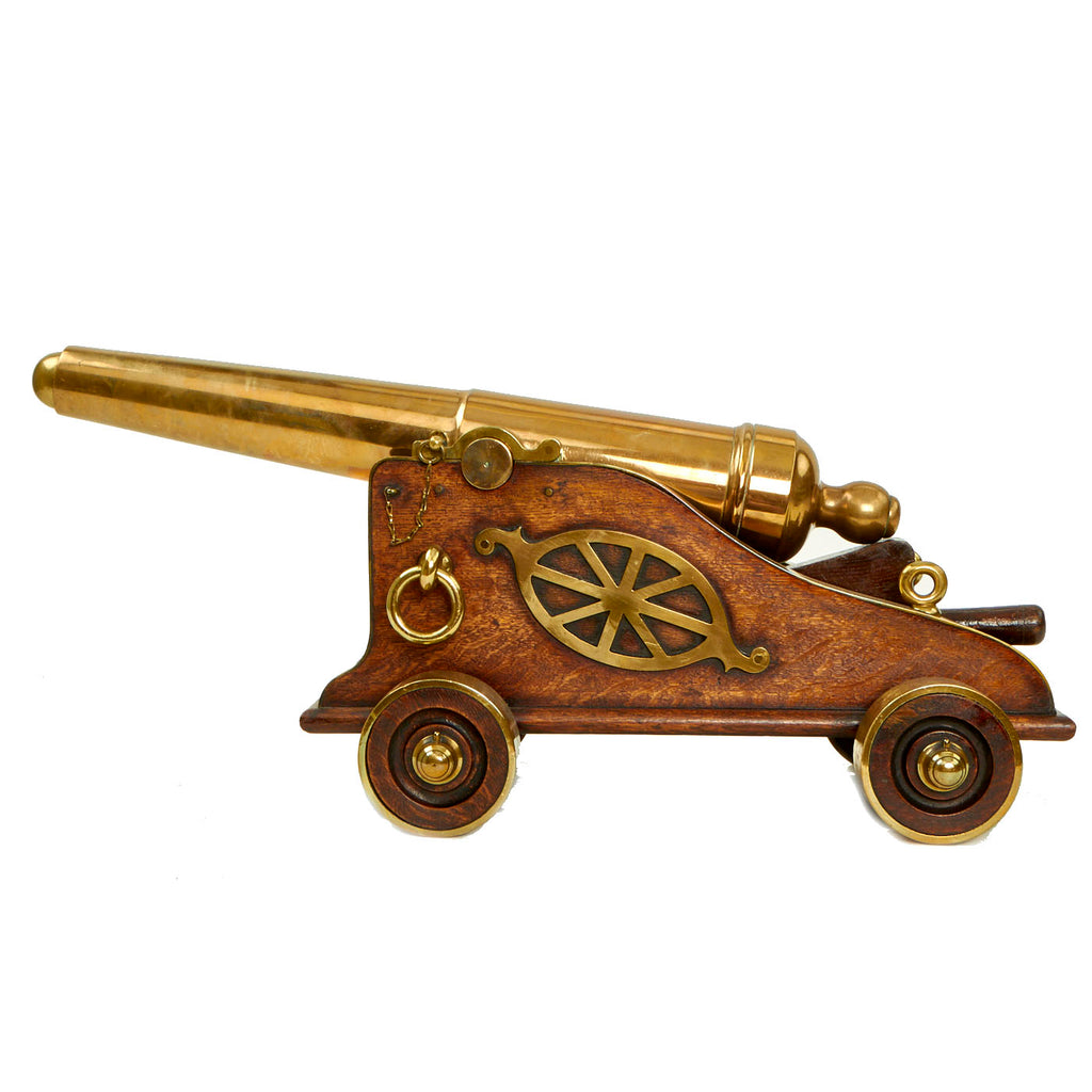 Original British Victorian Bronze Signal Cannon on Custom Oak Naval Ca ...
