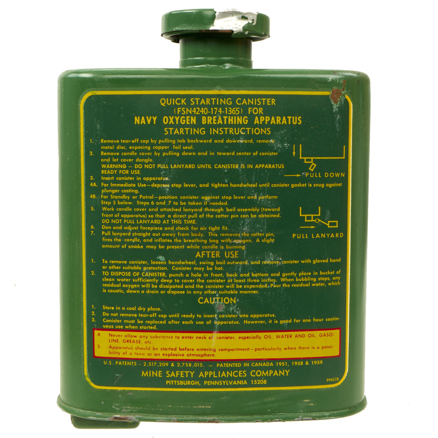 Original U.S. Navy Vietnam War Era Type A3 Oxygen Breathing Apparatus ...