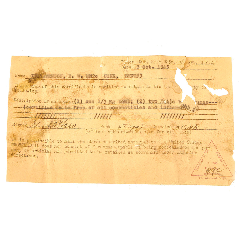 Original Japanese WWII Type 2 1/3 kg HEAT Cluster Bomb Submunition Wit ...