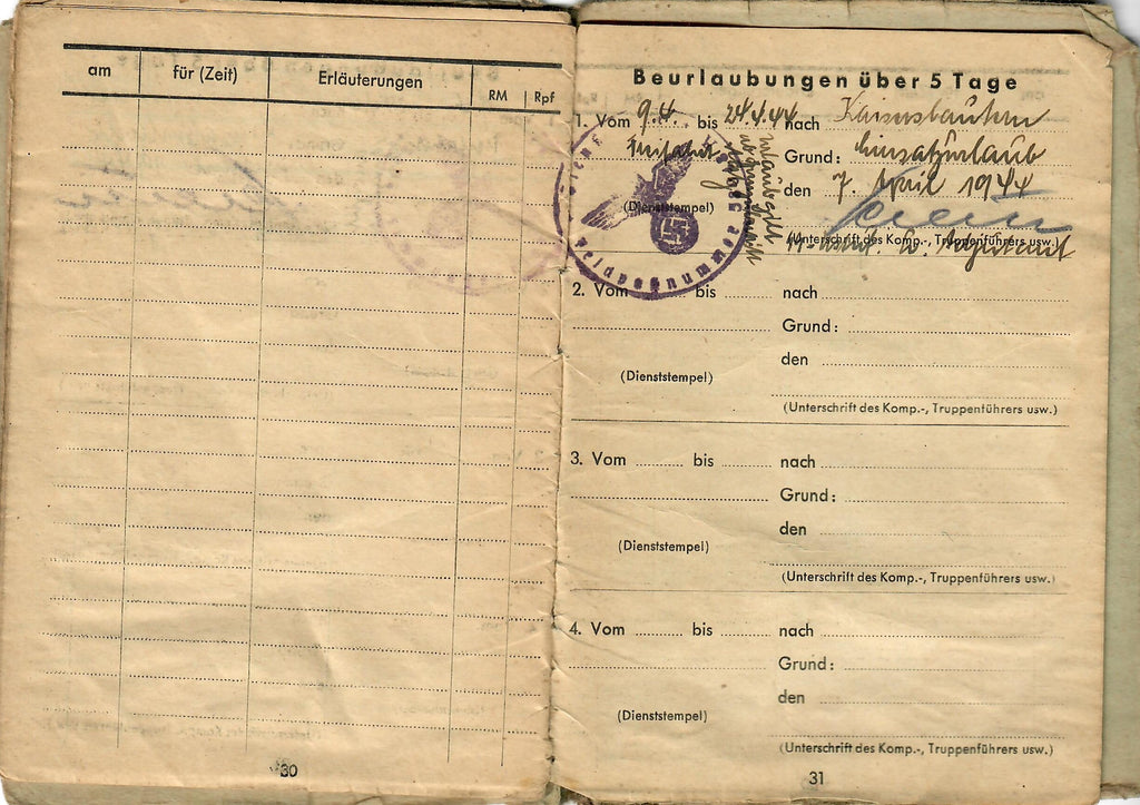 Original German WWII Waffen SS Soldbuch named to SS-Rottenführer Marti ...