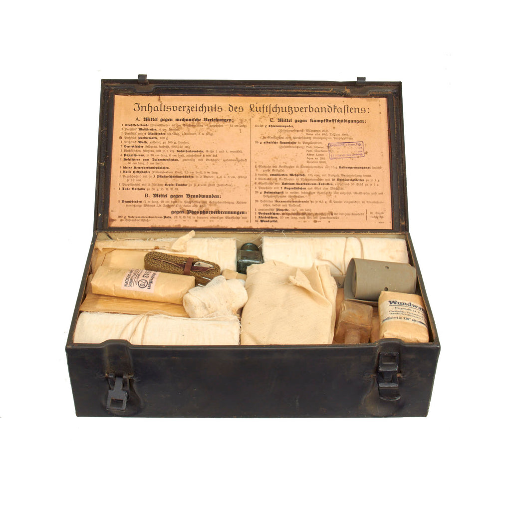 Original German WWII Luftschutz Verbandkasten Medic First Aid Set in B ...