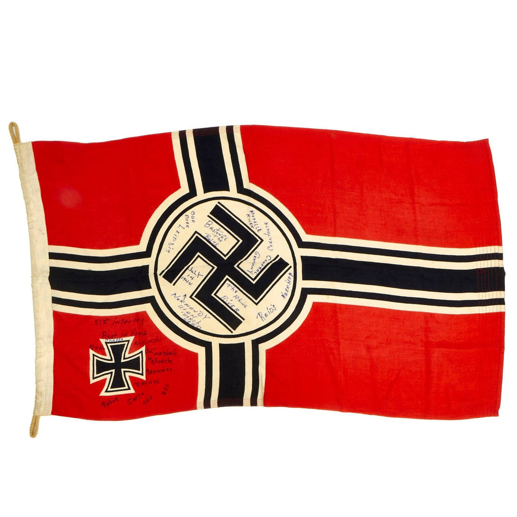 Original German WWII Captured Battle Flag Signed by American 51st Armo ...
