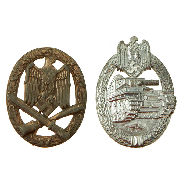 Original Set of Two German WWII Badges - (1) Panzer Assault Tank Badge ...