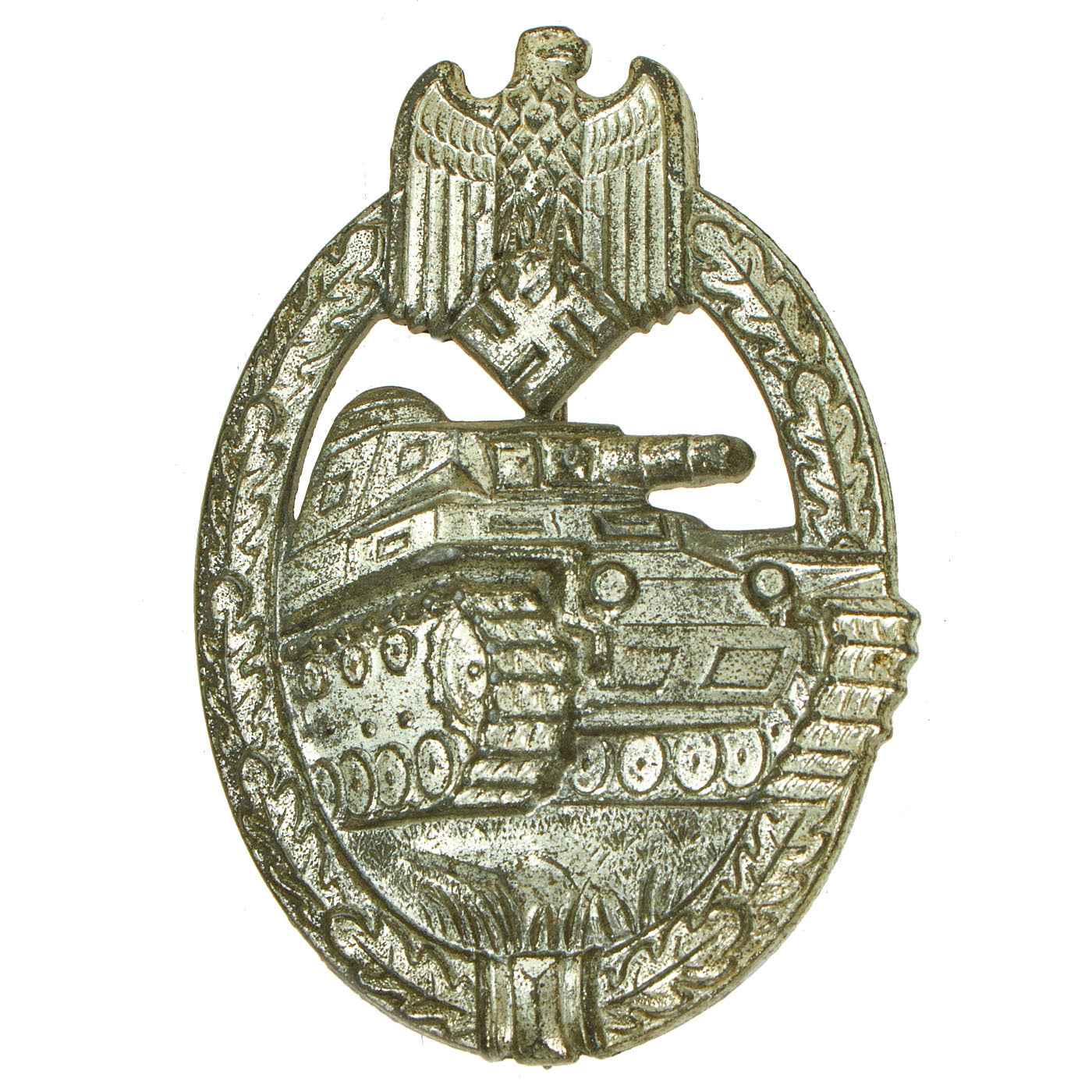 Original German WWII Silver Grade Panzer Assault Tank Badge with Inter ...