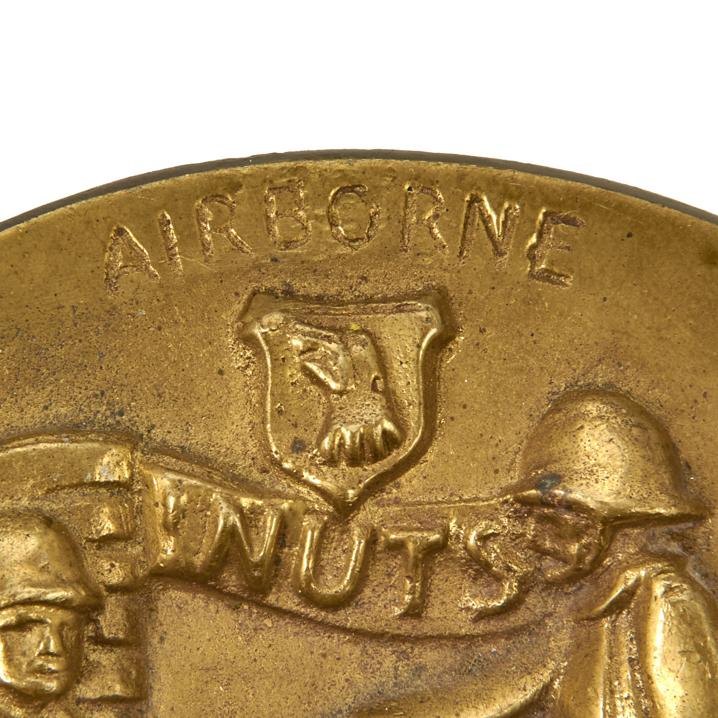 Original WWII U.S. 101st Airborne Battle of the Bulge Brass NUTS Plaqu ...