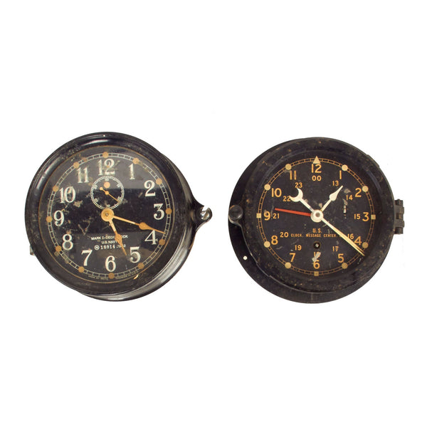 Original U.S. Military Clock Set: 1942 Dated WWII U.S. Navy Deck Clock ...