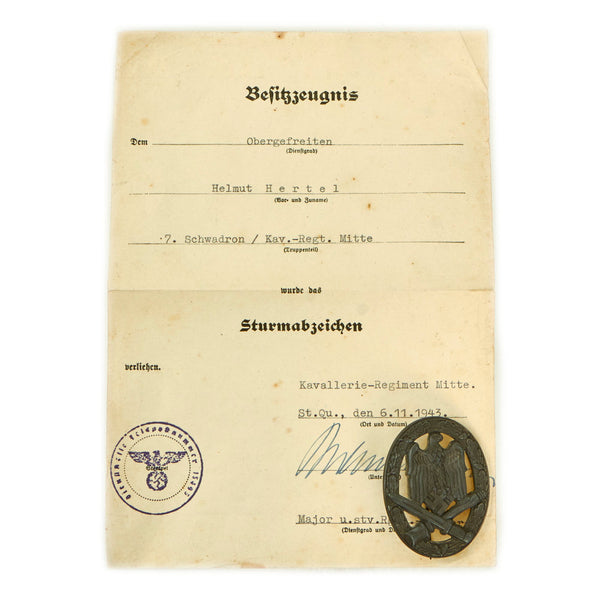 Original German WWII General Assault Badge by Rudolf Souval with Named ...