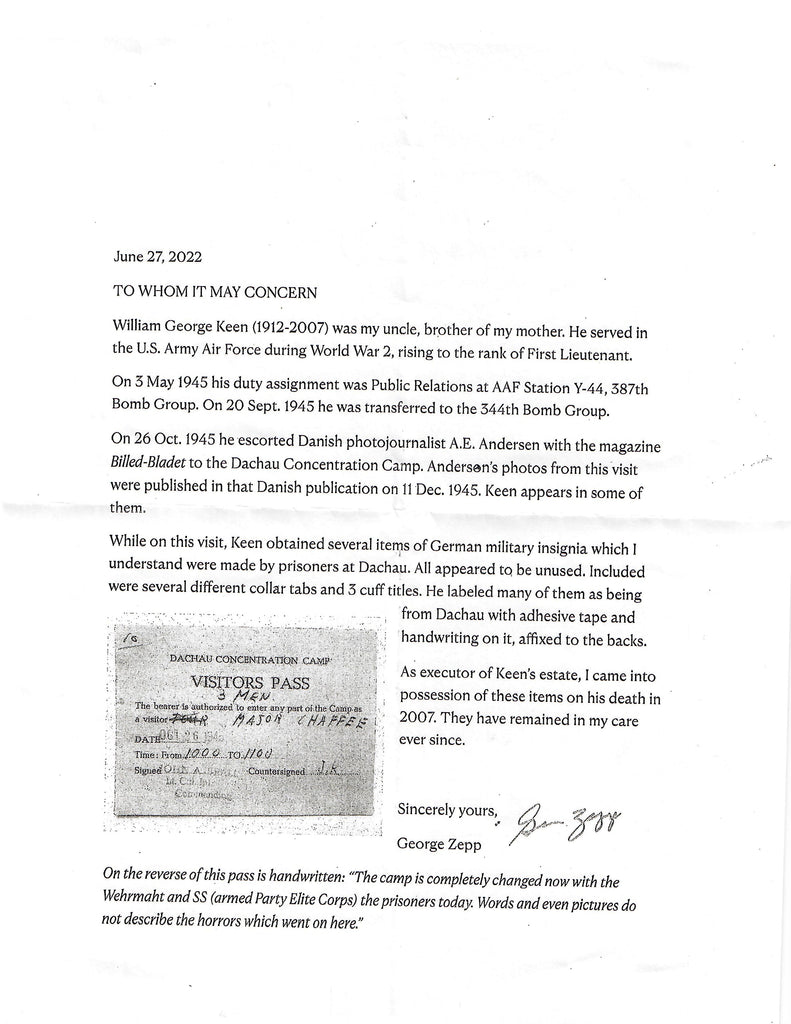 Original German WWII Waffen SS Temporary KZ-Guard Collar Tab with Prov – International Military ...