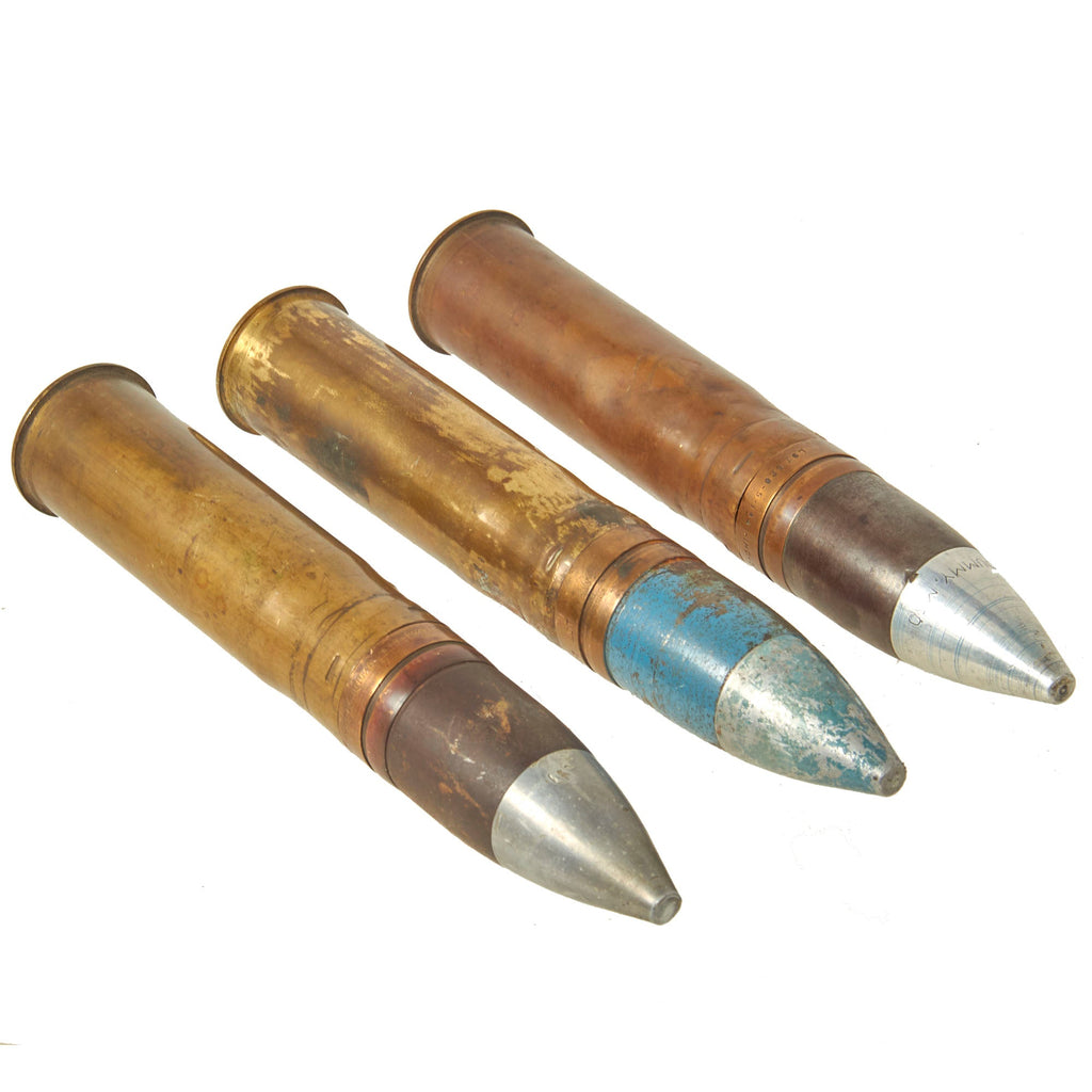 Original U.S. WWII Lot of (3) 1941 Dated 37mm M55A1 Inert Dummy Rounds ...
