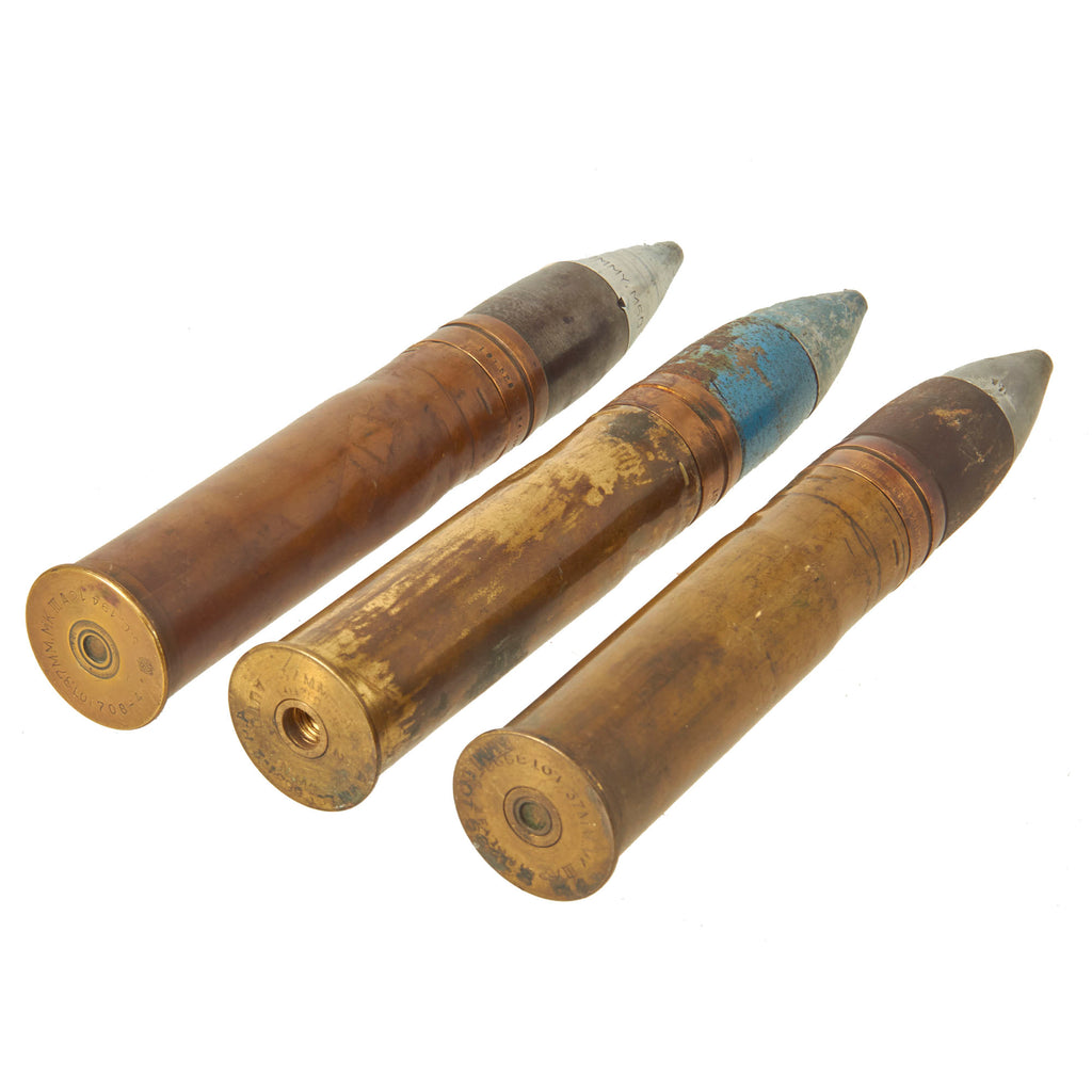 Original U.S. WWII Lot of (3) 1941 Dated 37mm M55A1 Inert Dummy Rounds ...