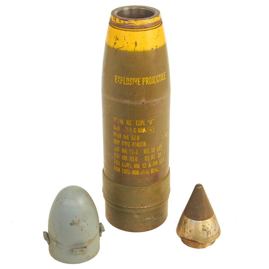 Original U.S. Vietnam War Inert 5” 38 Caliber Mk 12 Gun Round Projecti ...
