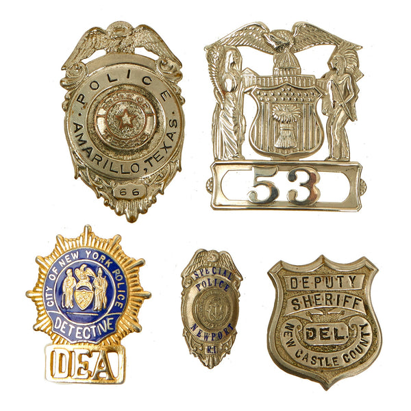 Original U.S. Law Enforcement Cap / Chest Badge Insignia Grouping - 5 ...