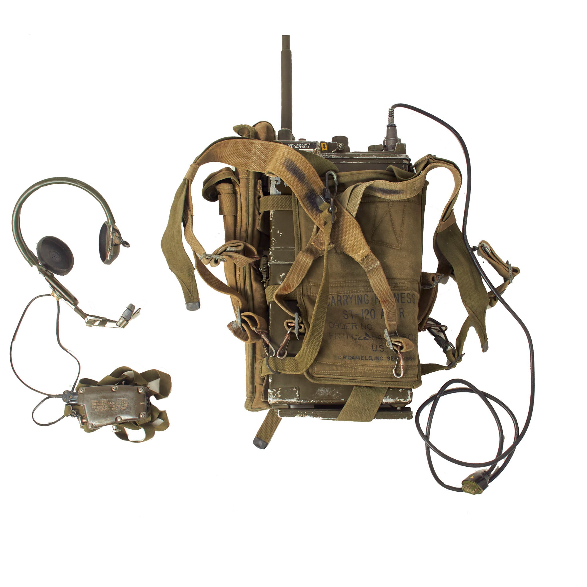 Original U.S. Korean & Vietnam War RT-176 AN/PRC-10 Backpack Radio Rig ...