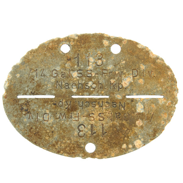 Original German WWII SS Identity Disc Dog Tag - 14th Waffen Grenadier ...